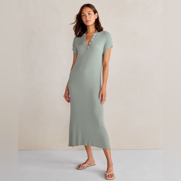 Varley | Dresses | Varley Aria Knit Midi Dress In Grem | Poshmark